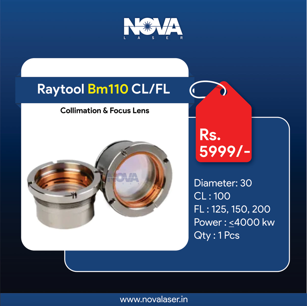 Raytool BM110 - Focusing & Collimating Lens with Assembly – Nova Laser